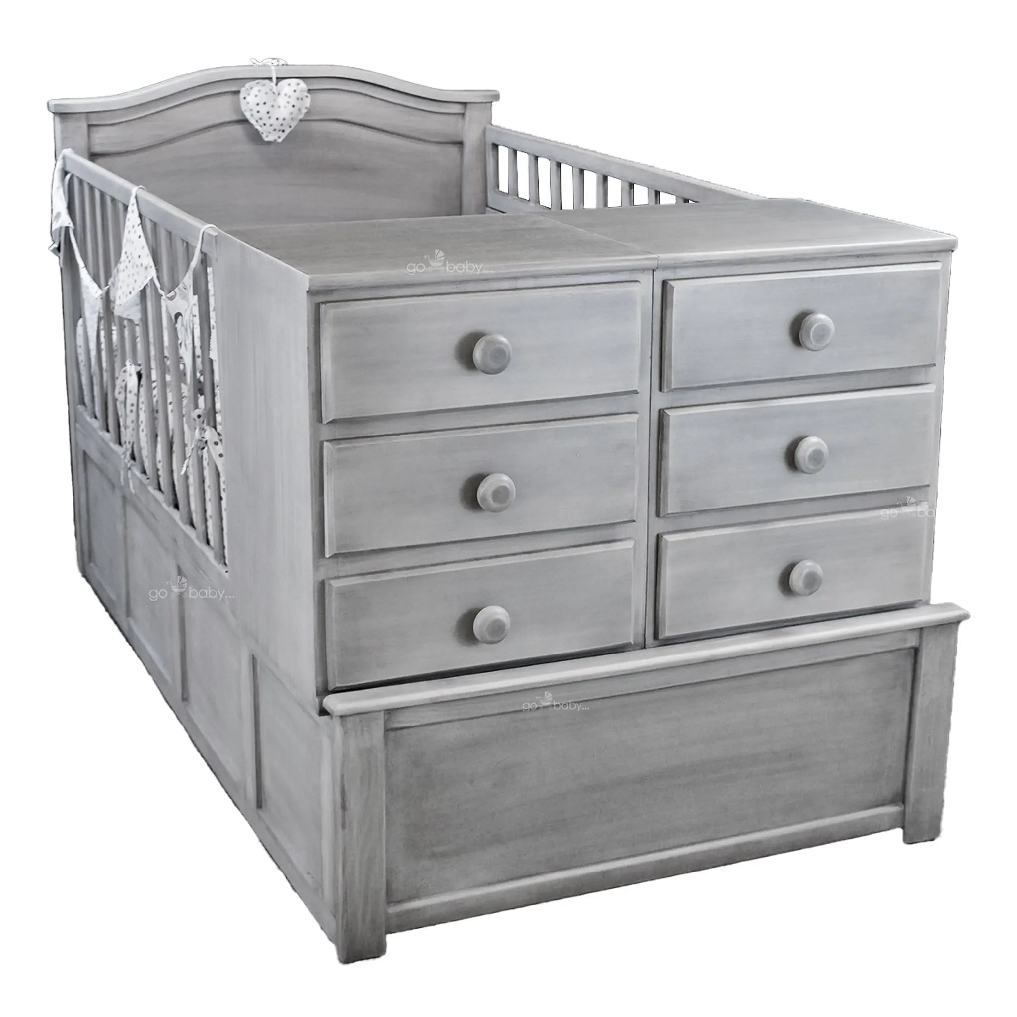 CUNA CAMA CON BASE SAMI GRIS VINTAGE – gobaby.mx